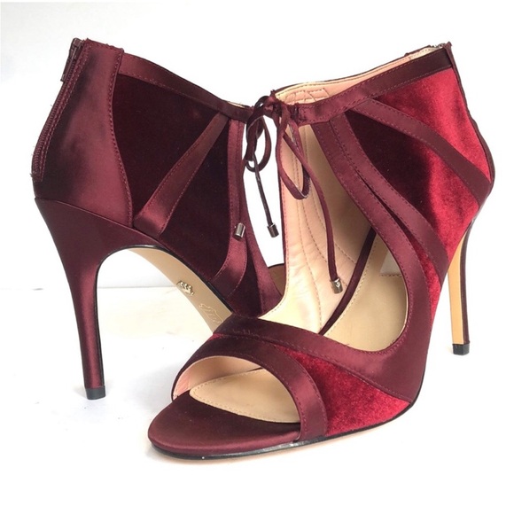 Nina | Shoes | Nina Ny Burgundy Open Toe High Ankle Back Zip Stiletto ...